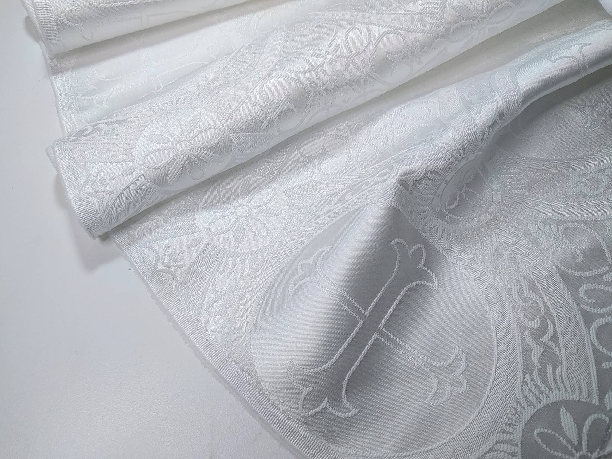 Liturgical Fabric REVERSIBLE White Satin Jacquard Brocade BTY - Etsy