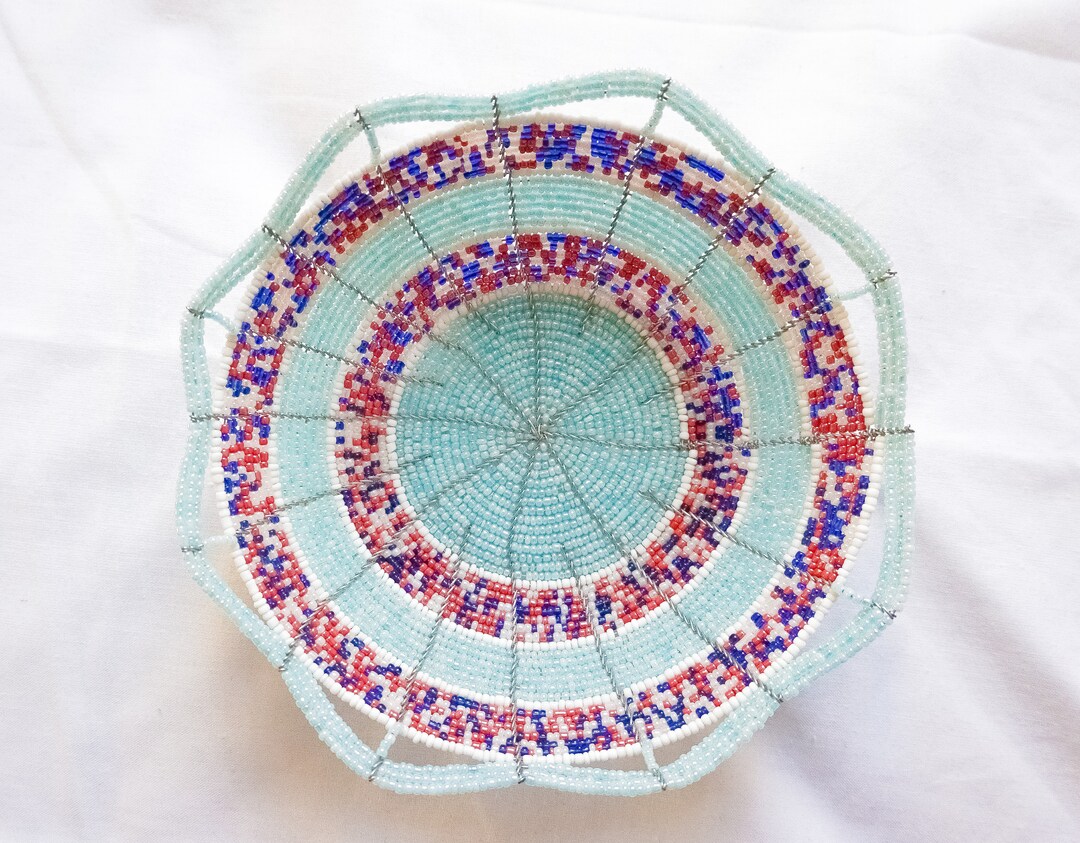 Beaded Medium Size Bowl Storage Bowl Handmade Bowl African Inspired ...