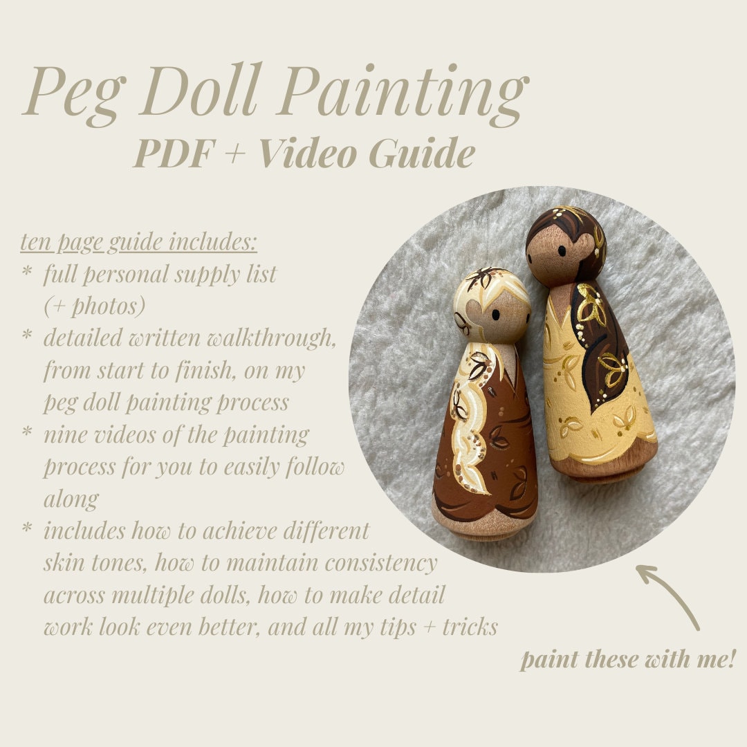 Peg Doll Painting PDF and Video Guide - DIY Walkthrough on How to Paint ...