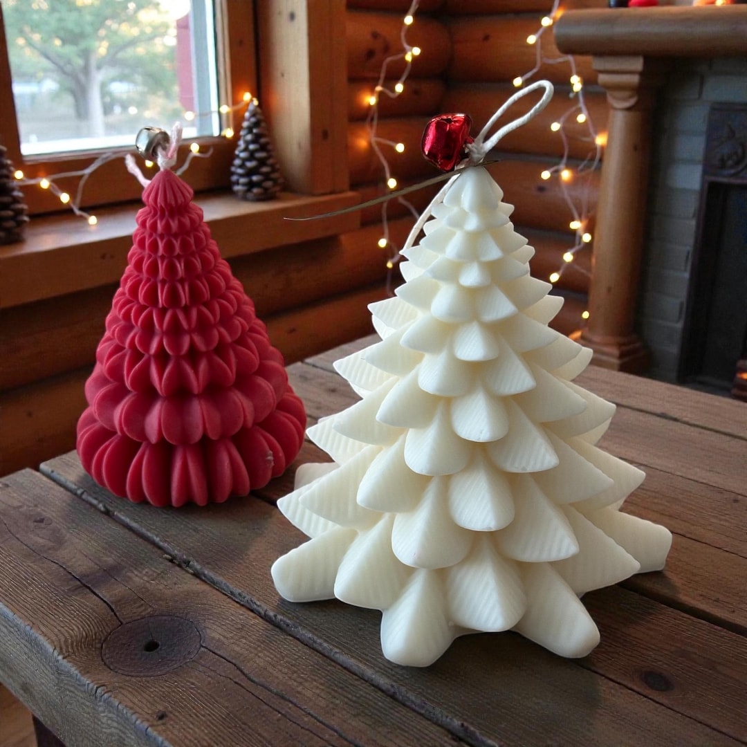 Soy Wax Christmas Tree Candle 1pc, Custom Color, Large Christmas Tree ...