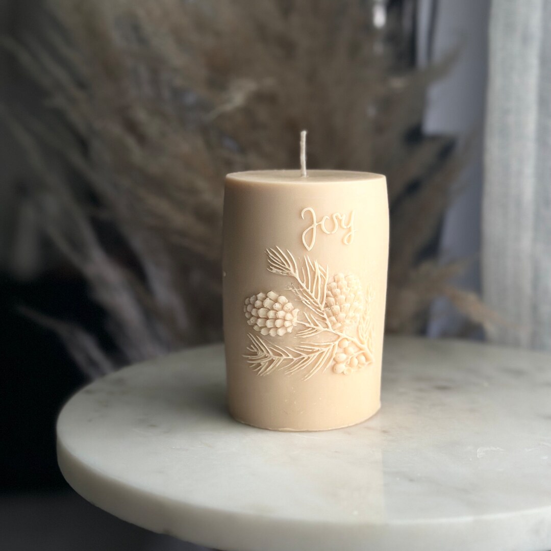 Cylinder Christmas Candle, Joy Candle, Soy Wax Candle, Christmas Gift ...