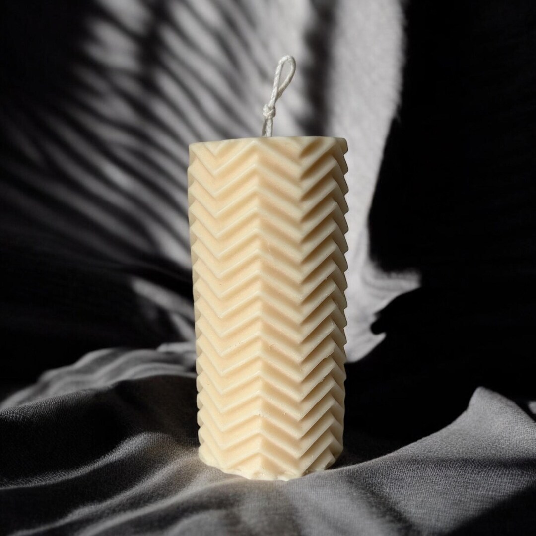 Pillar Tall Candle (1pc), Cylinder Candle, Soy Wax Candle, Ribbed ...