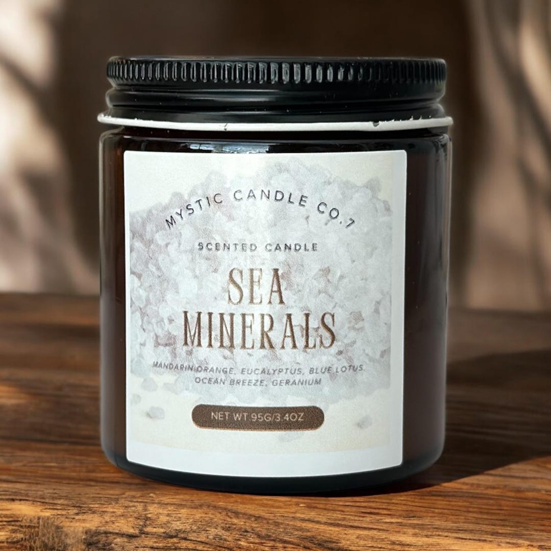 Ocean Scented Soy Wax Candle: Amber Glass, Coastal Decor - Etsy