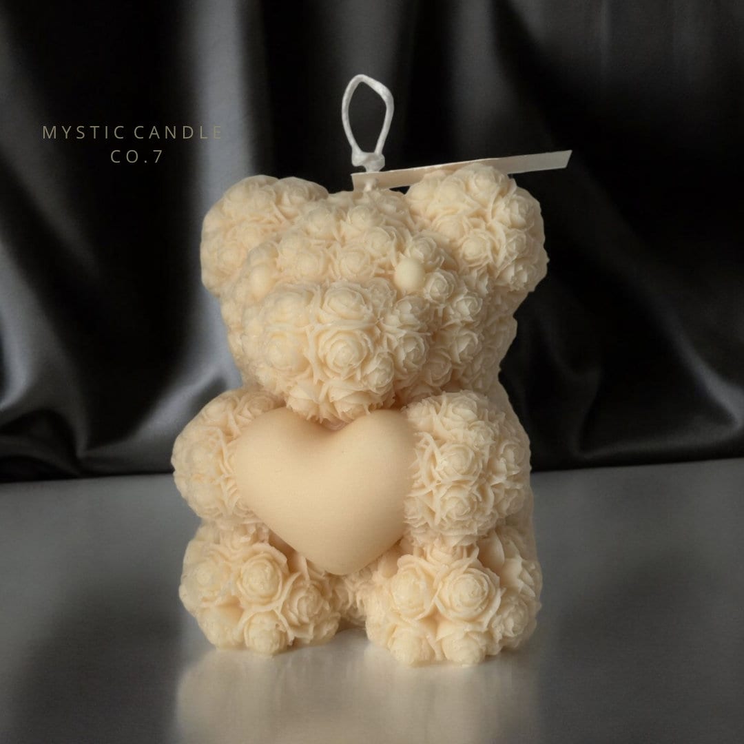 Teddy Bear Candle 1pc, Handmade Gift, Bear With Heart Candle, Birthday ...