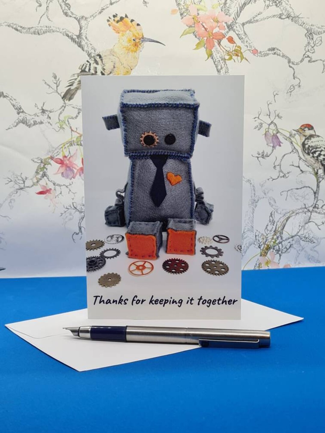Merci - Handmade Robot Blank Greetings Card - Gratuit UK P+P - Etsy France