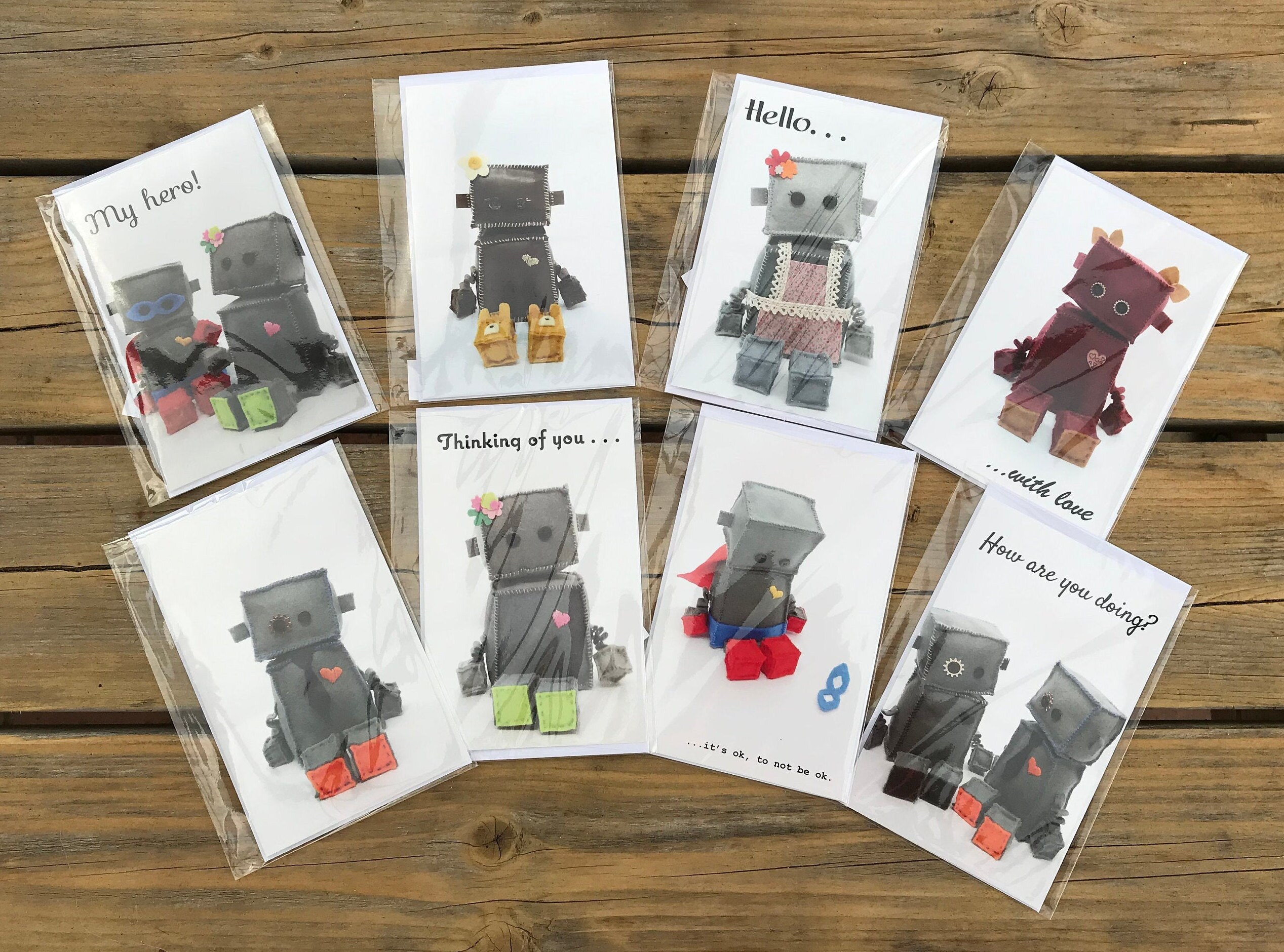 Robot Blank Greetings Card “hello” Keep in Touch With Friends & Family ...
