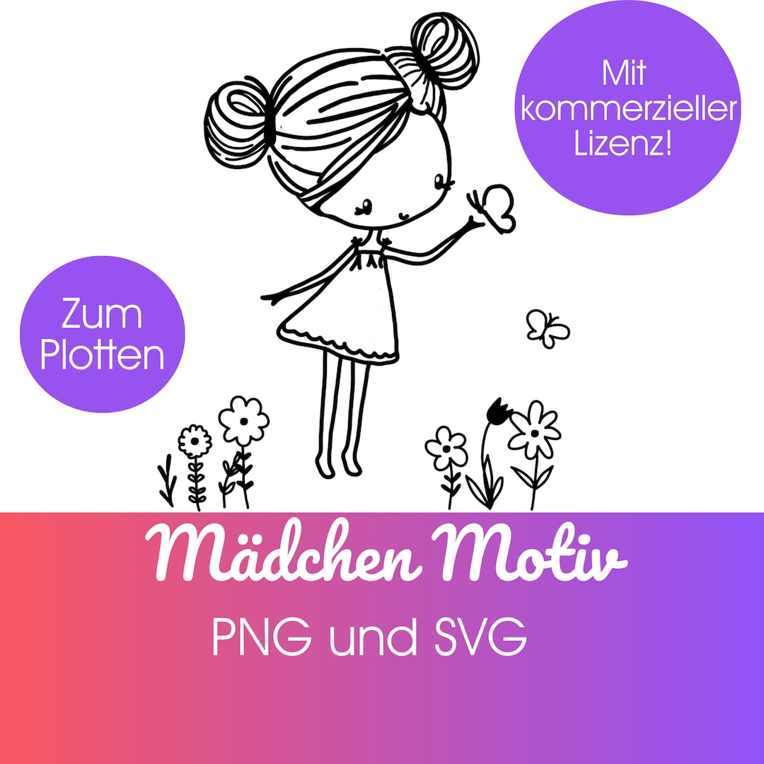 Plotterdatei MÄDCHEN svg + png| Blumen Mädchen plotten | Kleines Mädchen | plotterdatei svg ...