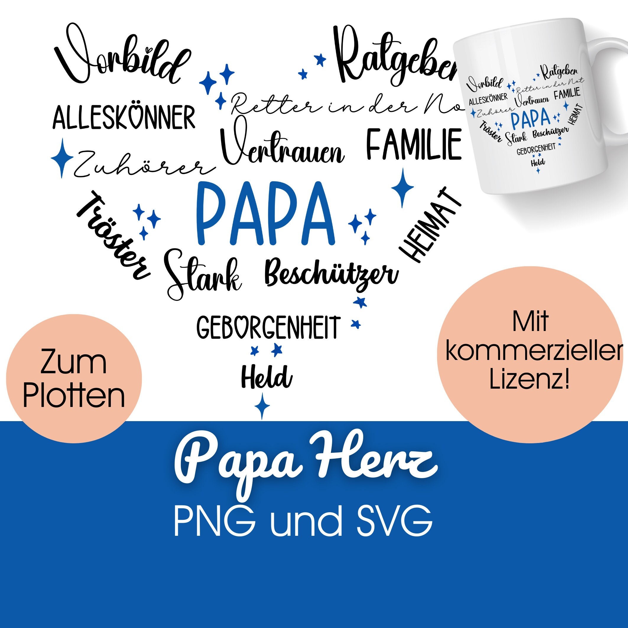 Plotterdatei HERZ PAPA svg png Plotterdatei Herz - Etsy Österreich