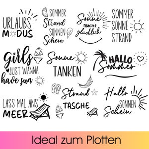 PLOTTERDATEI Sommer Urlaub Sprüche svg + png| Sommer svg Bundle | Strand svg | Deutsch Sommer ...