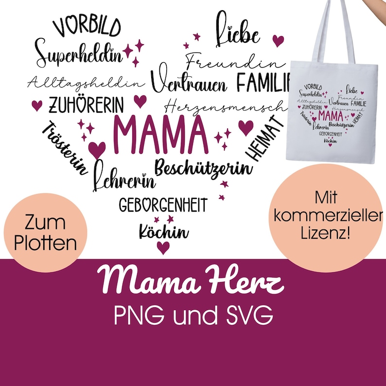Plotterdatei HERZ MAMA svg jpg png Plotten Mama - Etsy.de
