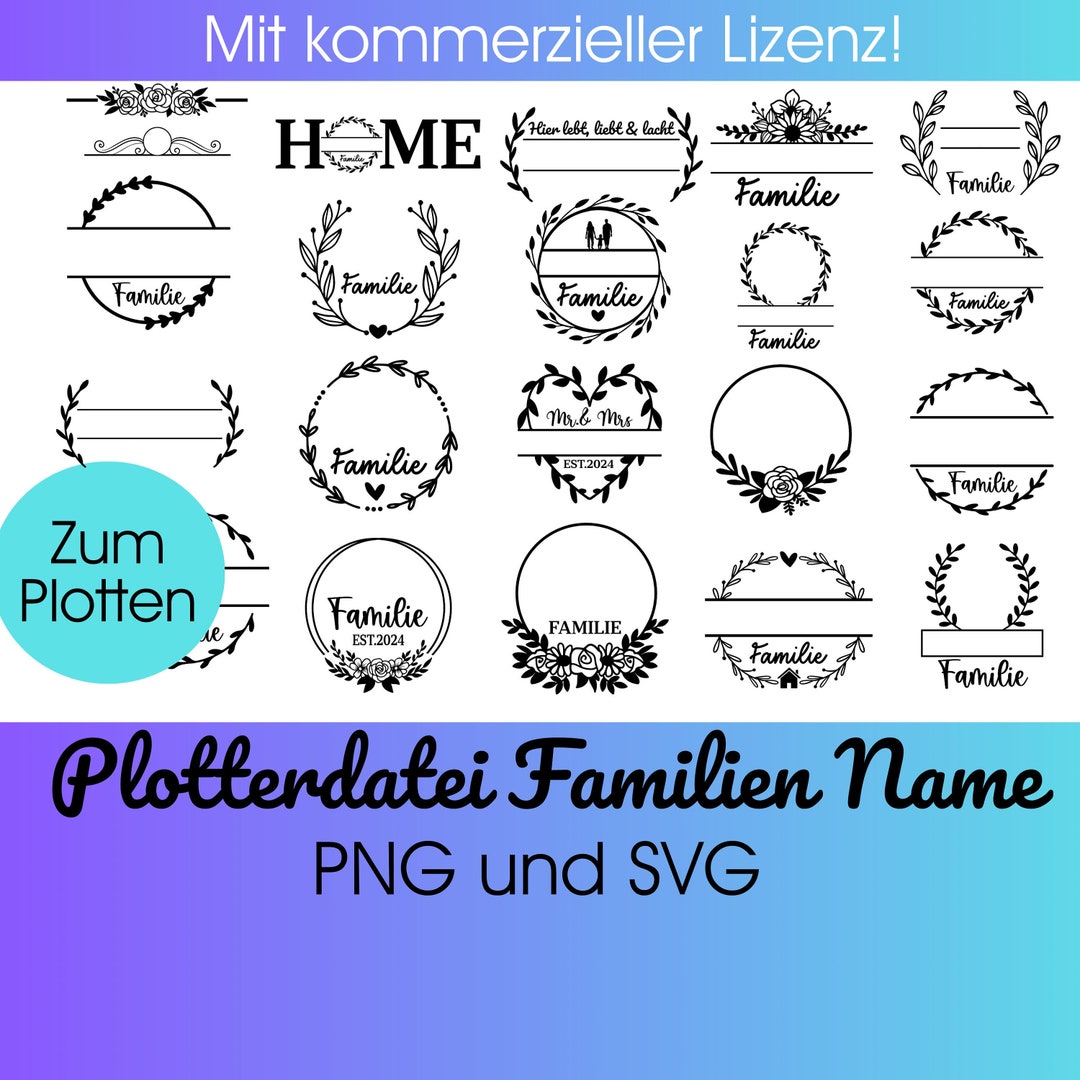 Plotter File FAMILY NAME Monogram Svg Bundle German | Monogram Svg ...
