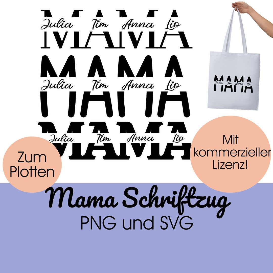 Plotterdatei MAMA SVG, Mutter svg, Muttertag svg, Mama Split Namen Rahmen svg , Mama ...