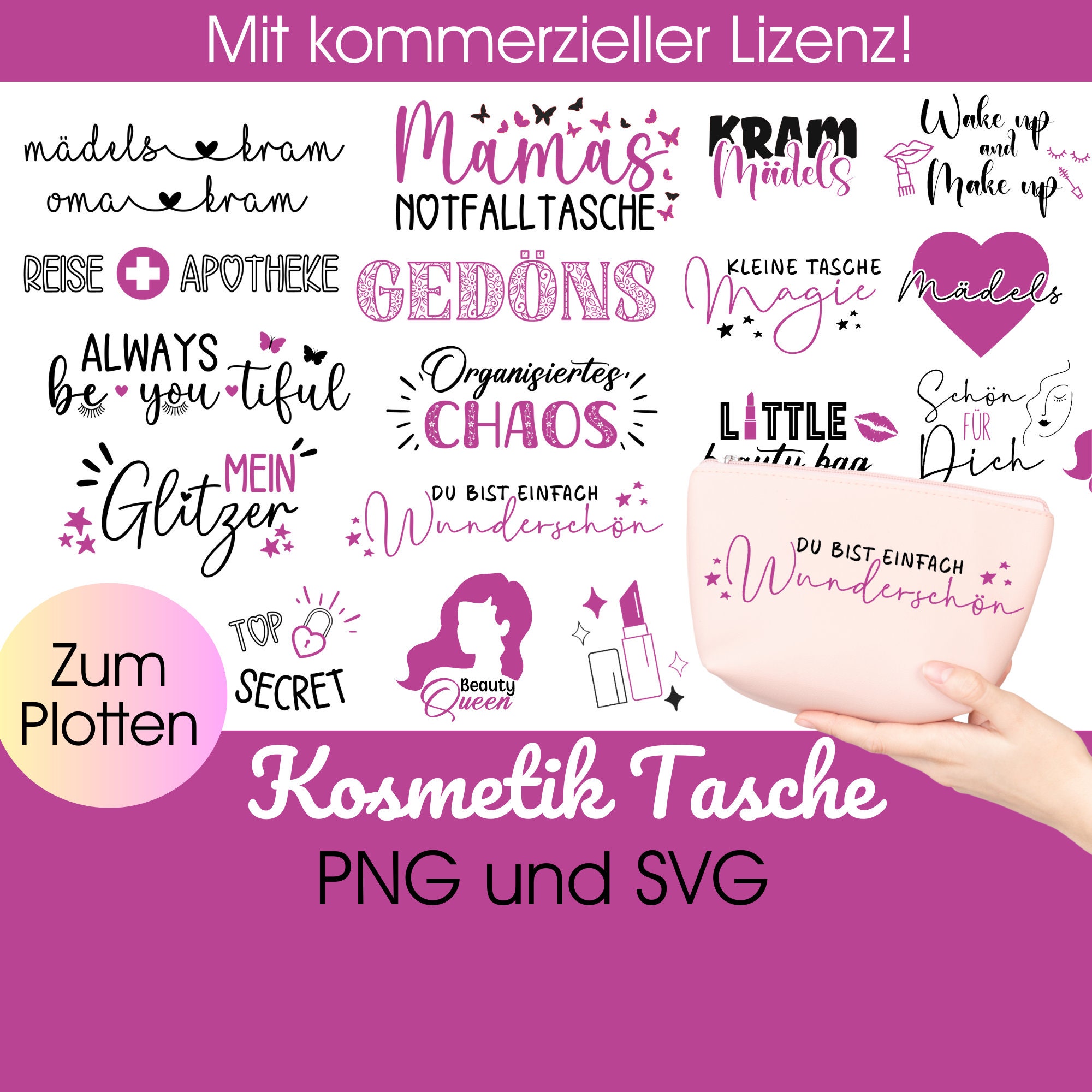 Plotterdatei KOSMETIKTASCHE svg png Make-up Tasche SVG - Etsy.de