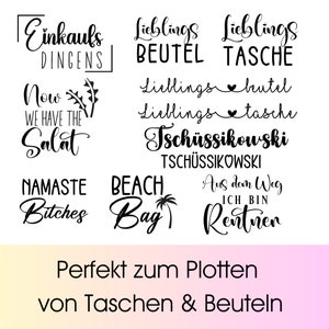 PLOTTERDATEI Sprüche für Beutel & Taschen png + svg, Jutetasche Plotten ...