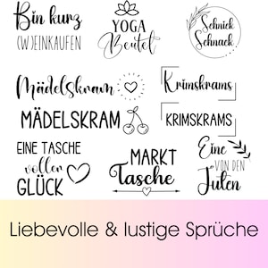 PLOTTERDATEI Sprüche für Beutel & Taschen png + svg, Jutetasche Plotten | Beplotten Mitbringsel ...