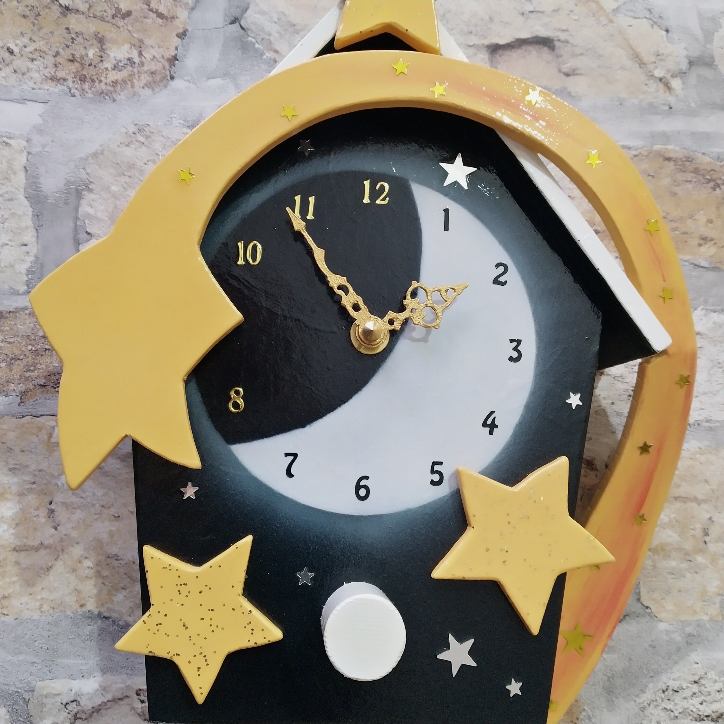 Moon & Stars Pendulum Wall Clock - Etsy