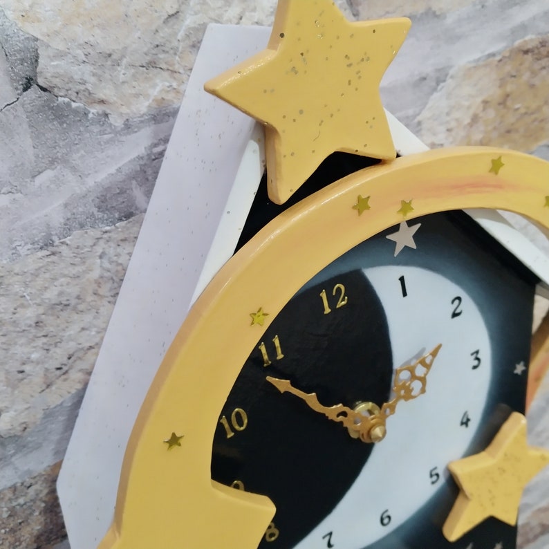 Moon & Stars Pendulum Wall Clock - Etsy UK