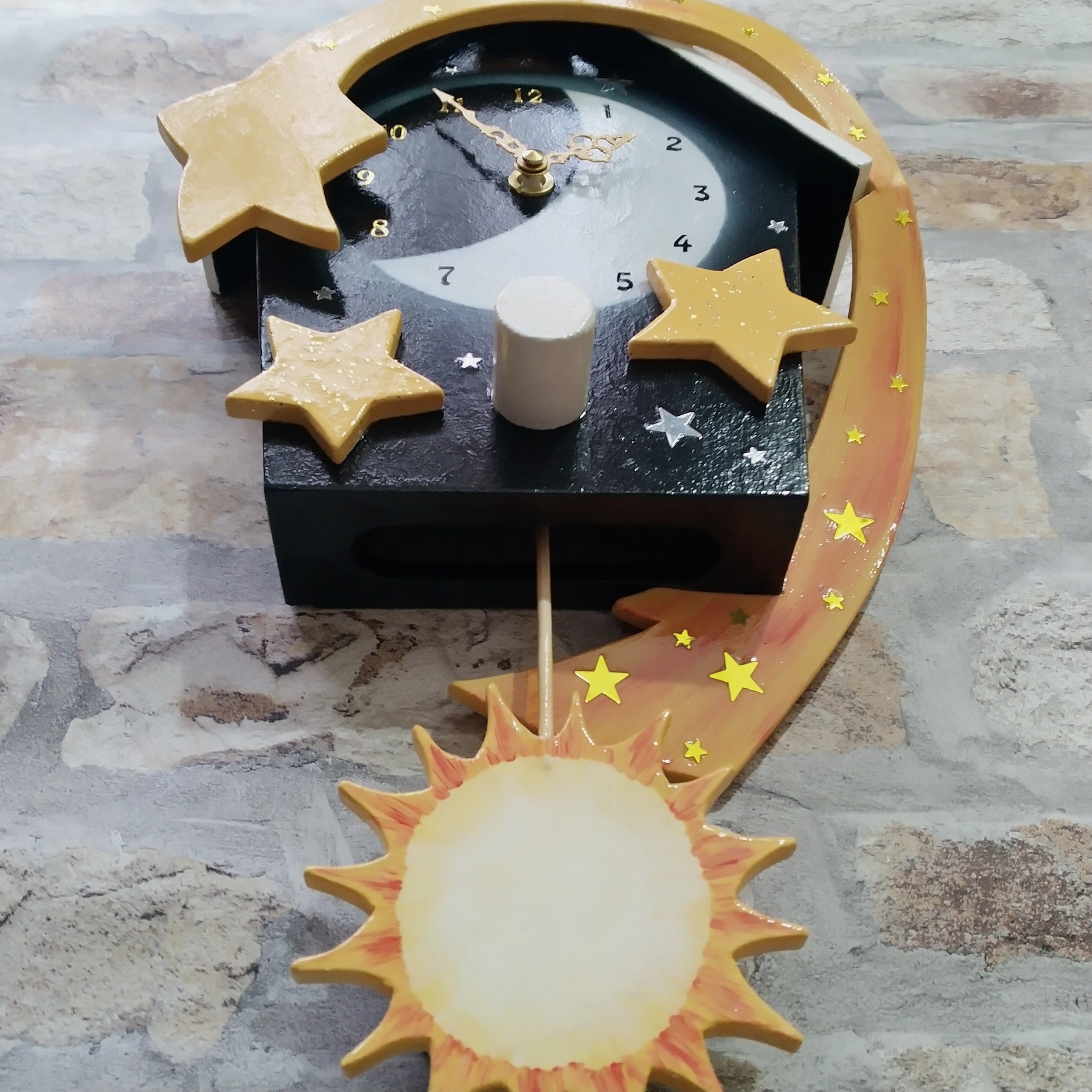 Moon & Stars Pendulum Wall Clock - Etsy