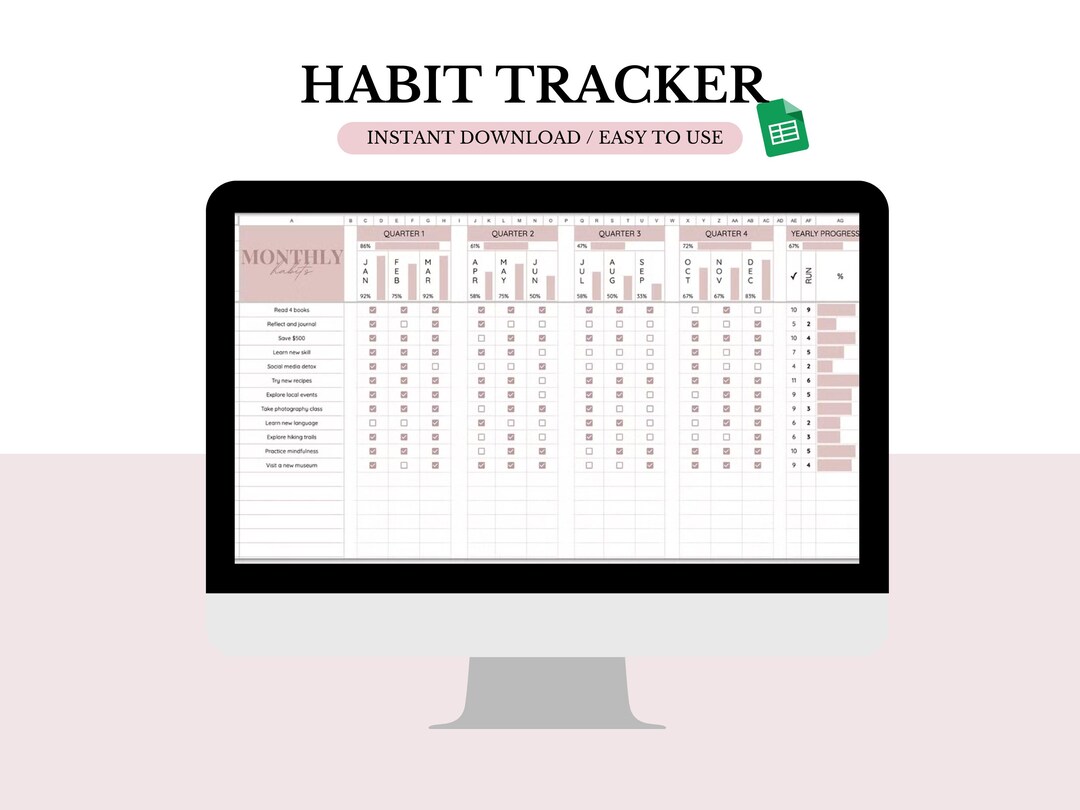 Digital Habit Tracker Monthly Planner Goal Setting Template ...