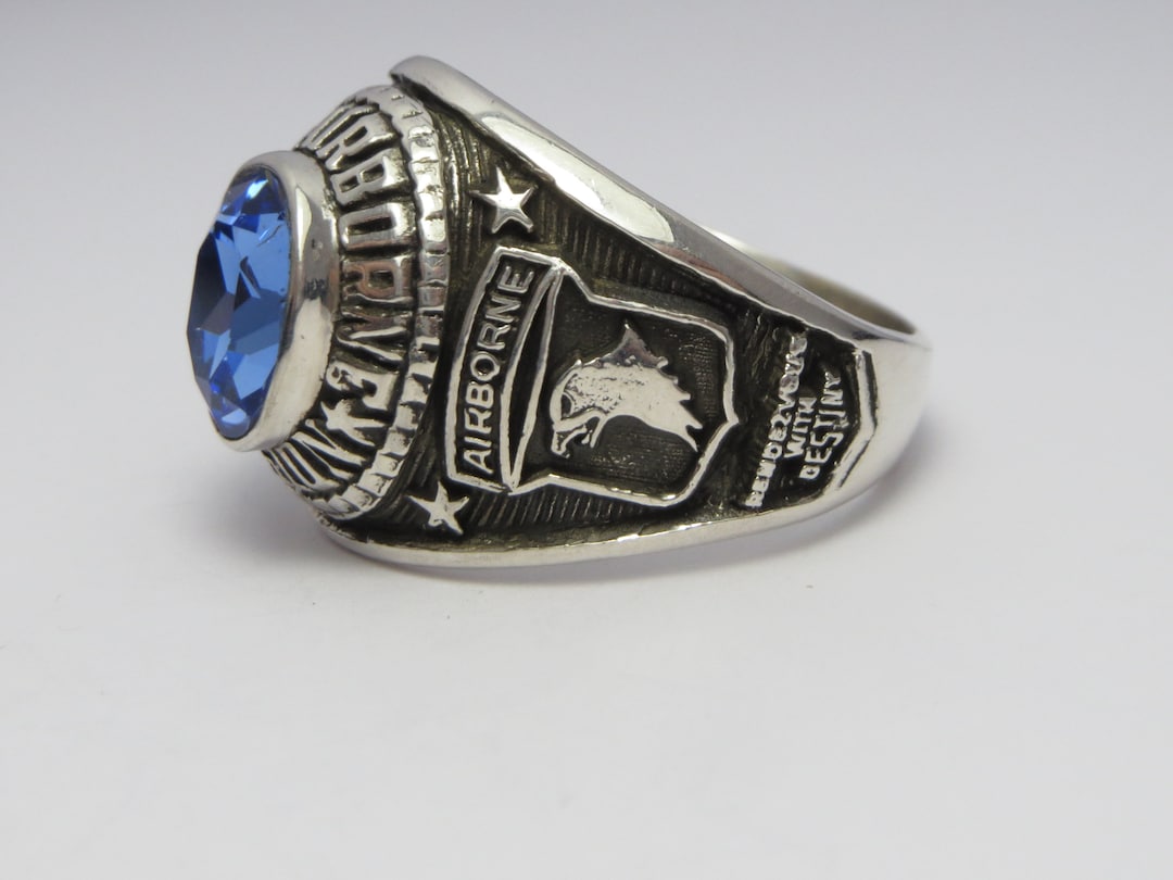 Anillo personalizado, en USA, plata 925, nuevo, US PARATROOPERS, 101st ...