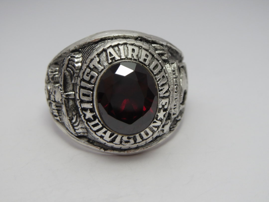 B48 ., RING , New , Solid BRASS Ring W Silver Plated, Us Size: 11.5 , US Paratroopers , 101st ...