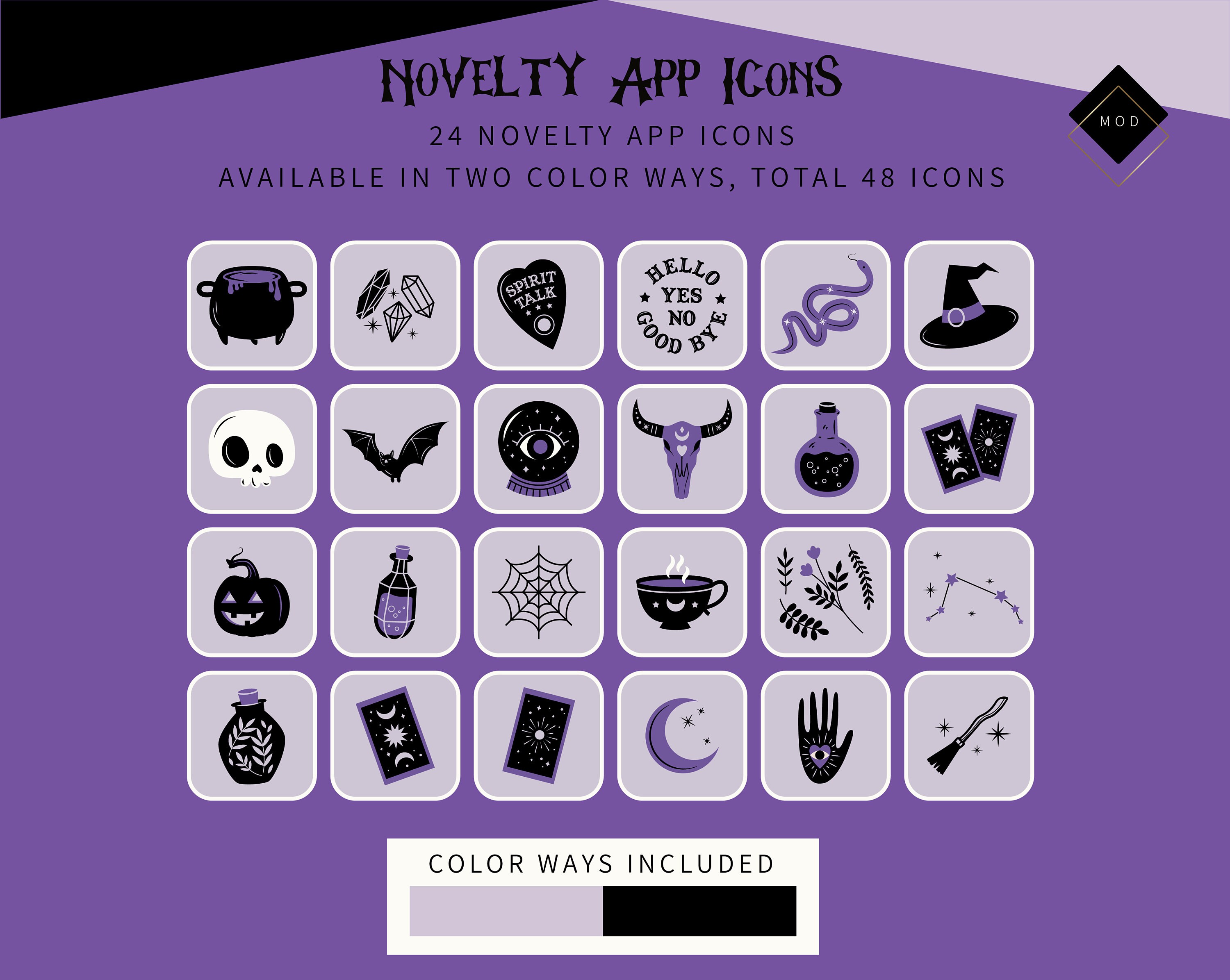 Fright Night (purple) Expansion Pack | 48 Novelty App Icons | 48 ...