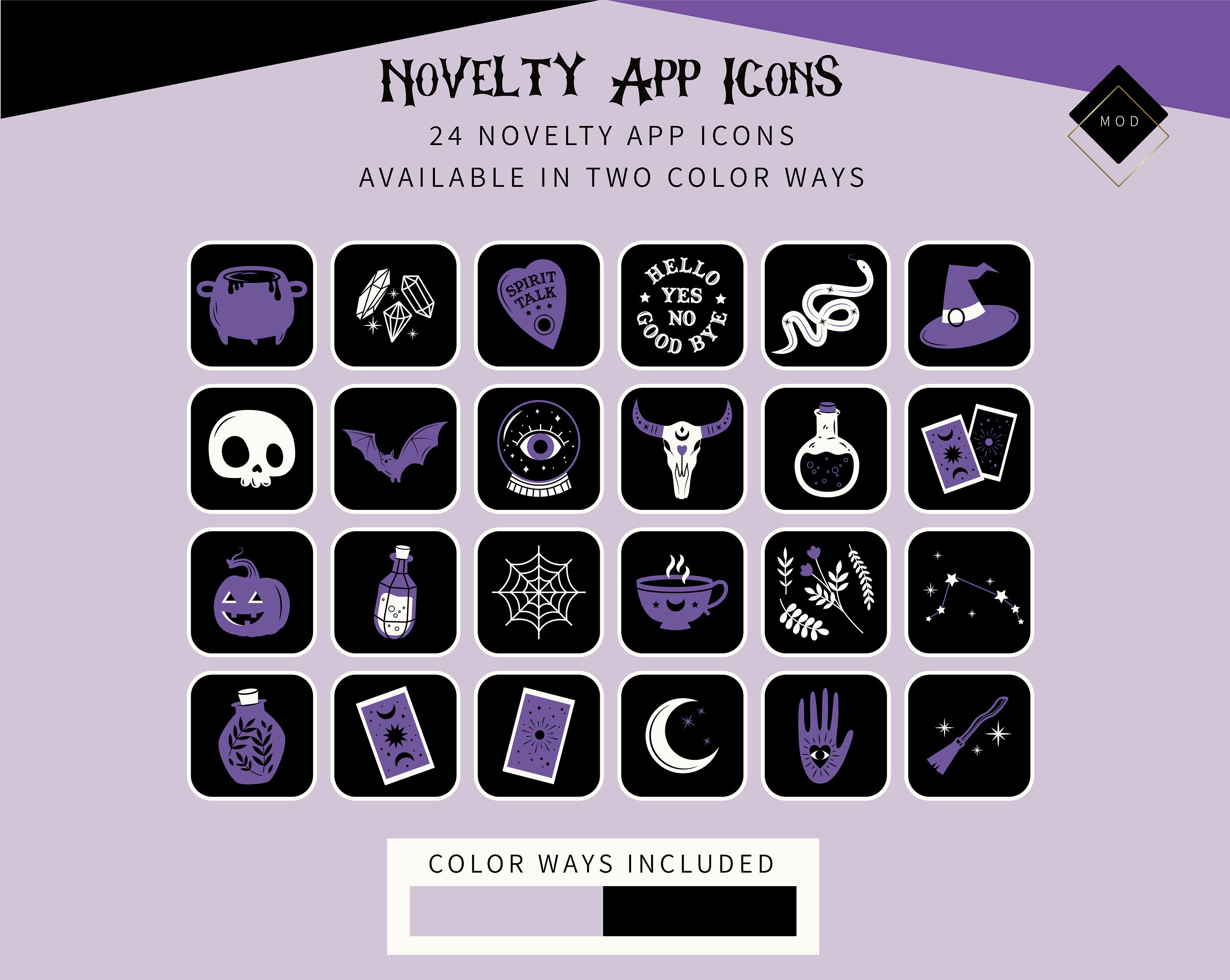 Fright Night (purple) Expansion Pack | 48 Novelty App Icons | 48 ...