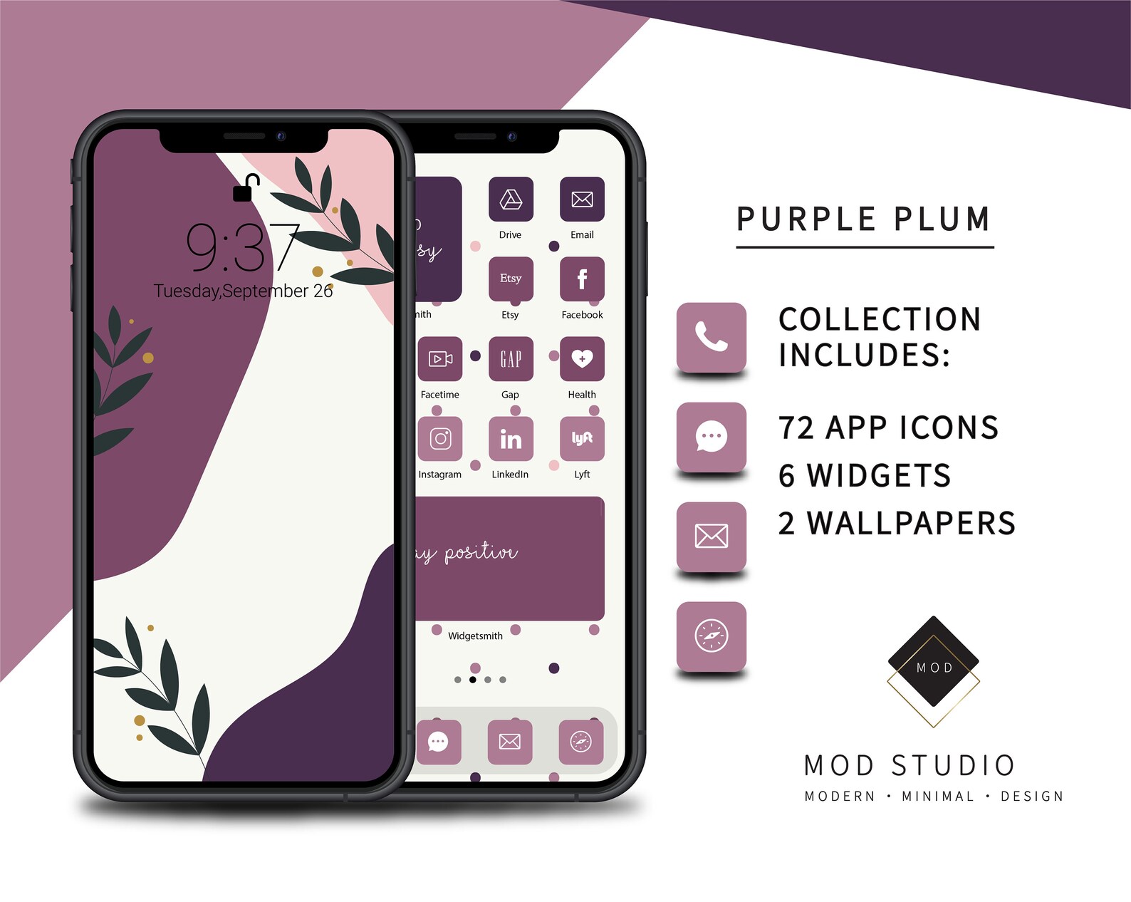 Purple Plum | 288 Multi Color iPhone Ios14 App Icons | 24 Multi Color ...