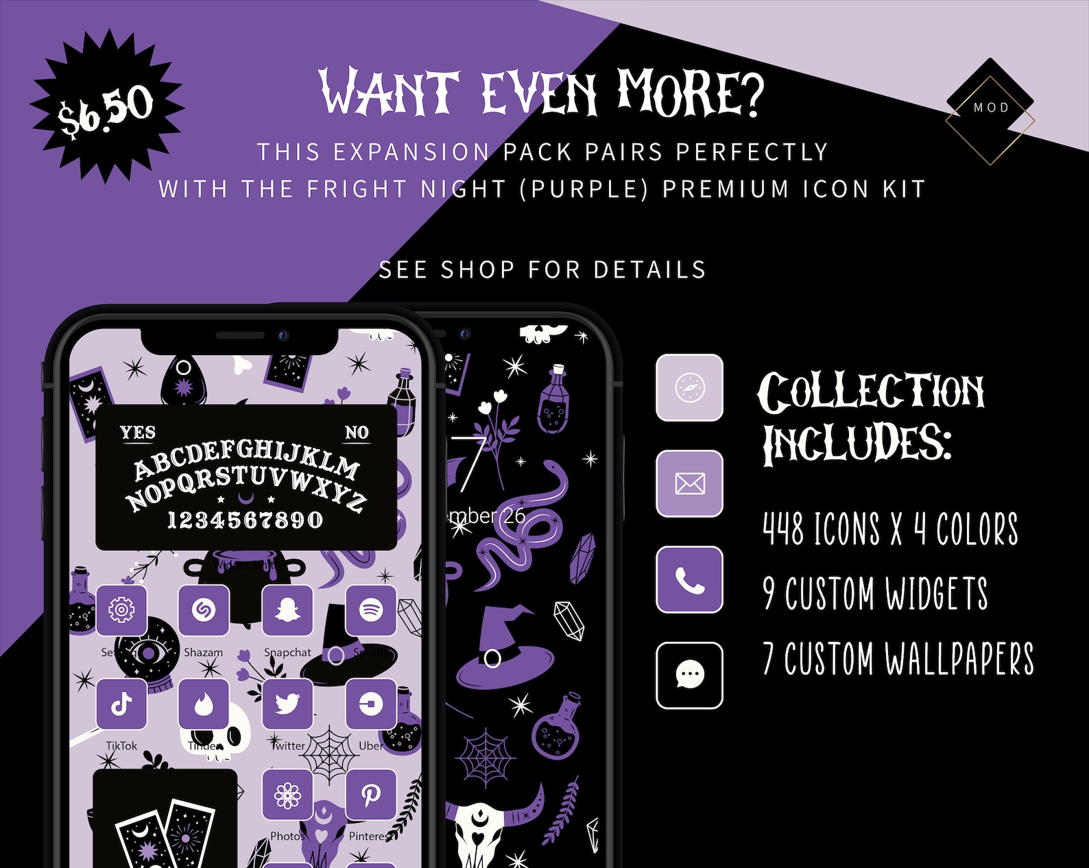 Fright Night (purple) Expansion Pack | 48 Novelty App Icons | 48 ...