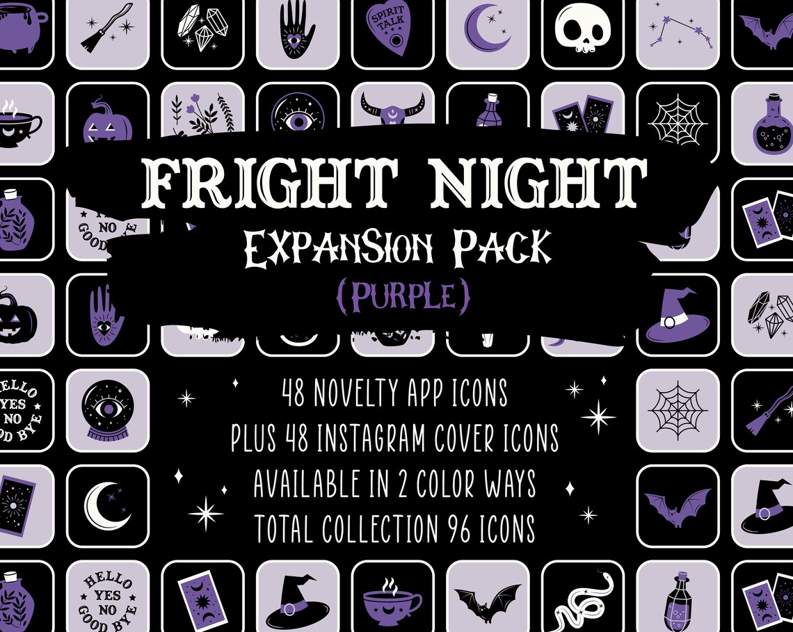 Fright Night (purple) Expansion Pack | 48 Novelty App Icons | 48 ...