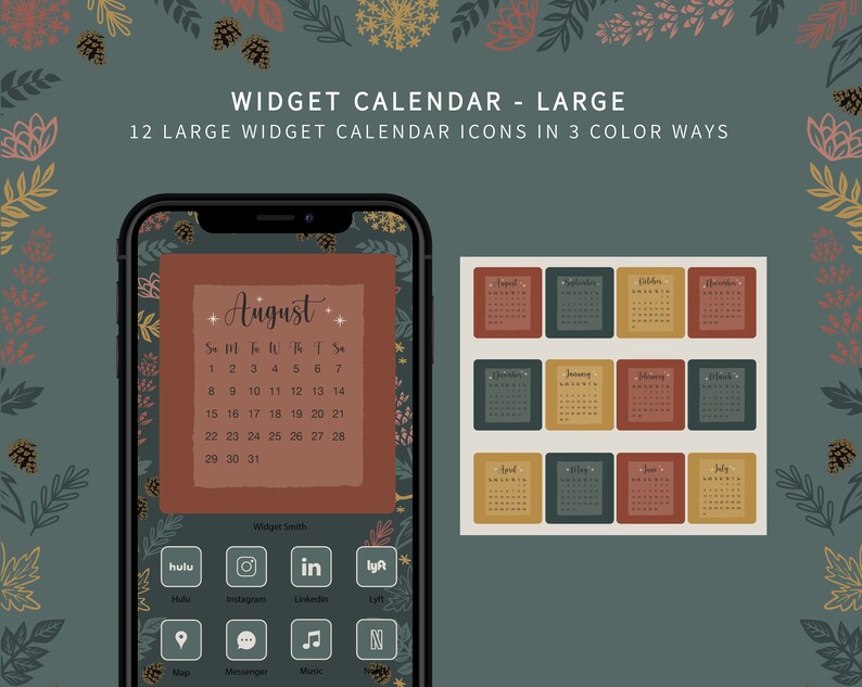 Hello Fall Calendar Wallpaper and Widgets 12 Fall Calendar | Etsy