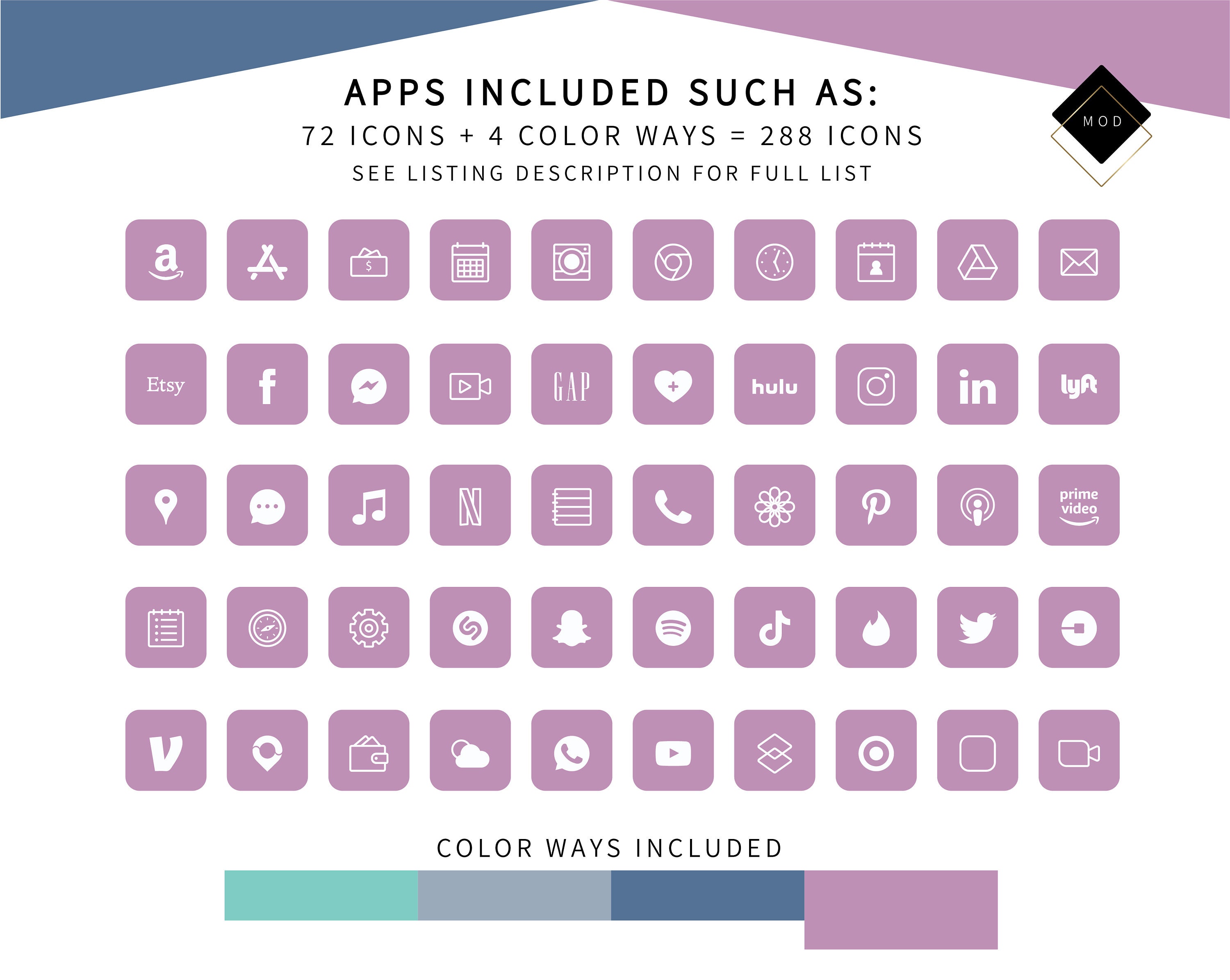 Cools 288 Multi Color App Icons 3 Bonus Widget Icons - Etsy