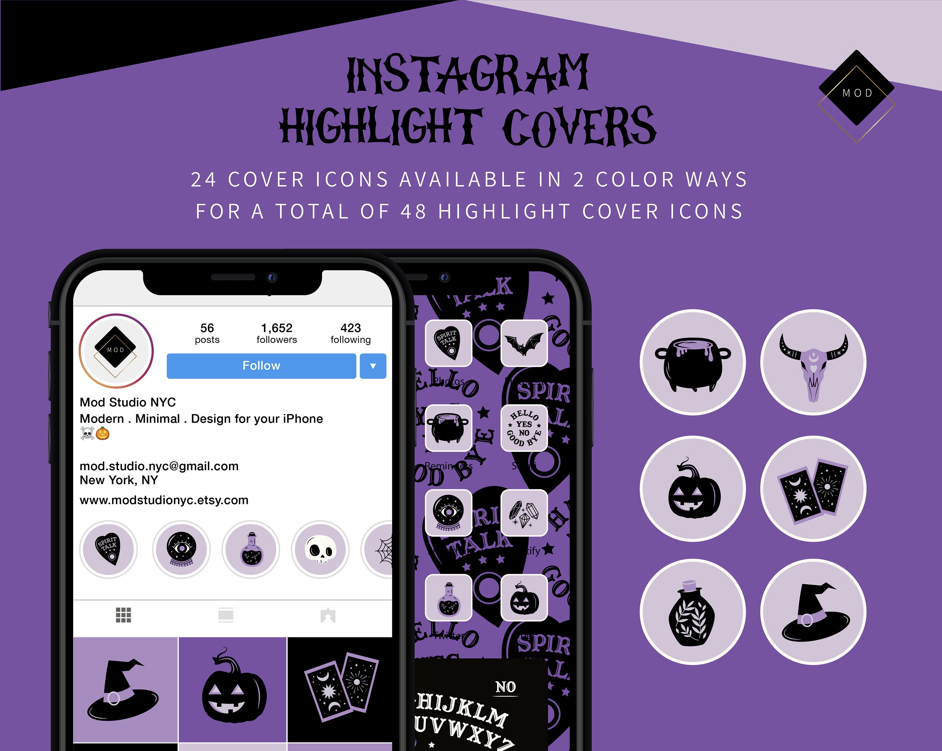 Fright Night (purple) Expansion Pack | 48 Novelty App Icons | 48 ...