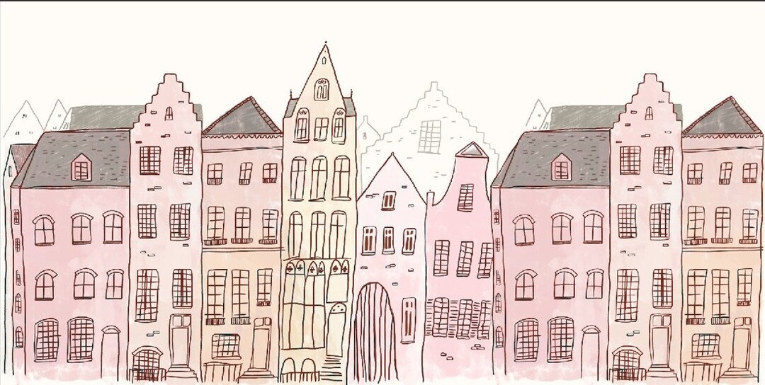 Kids Wallpaper Cute City House Wallpaper Peel and Stick - Etsy