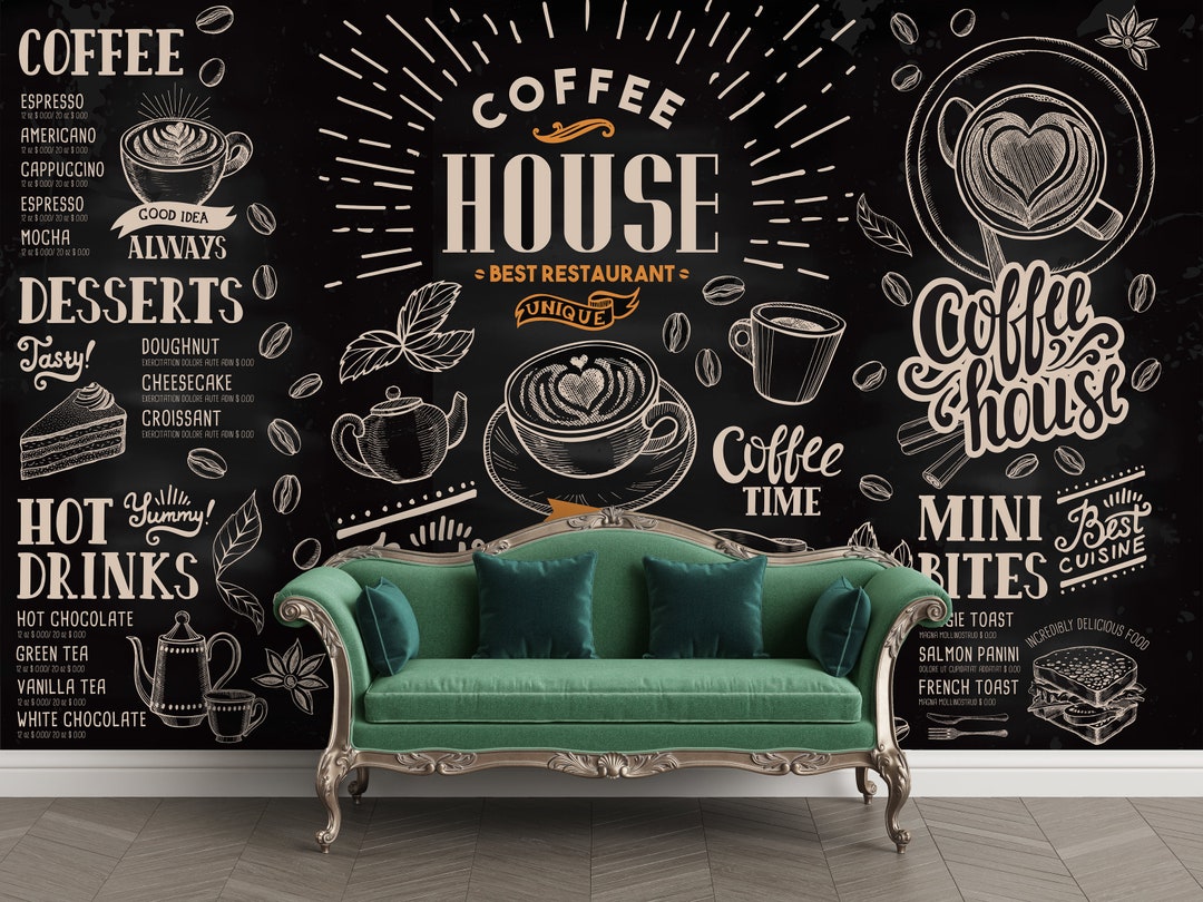 Dark Color Coffee Wallpaper, Customizable Coffee Wallpaper, Cafe Shop ...