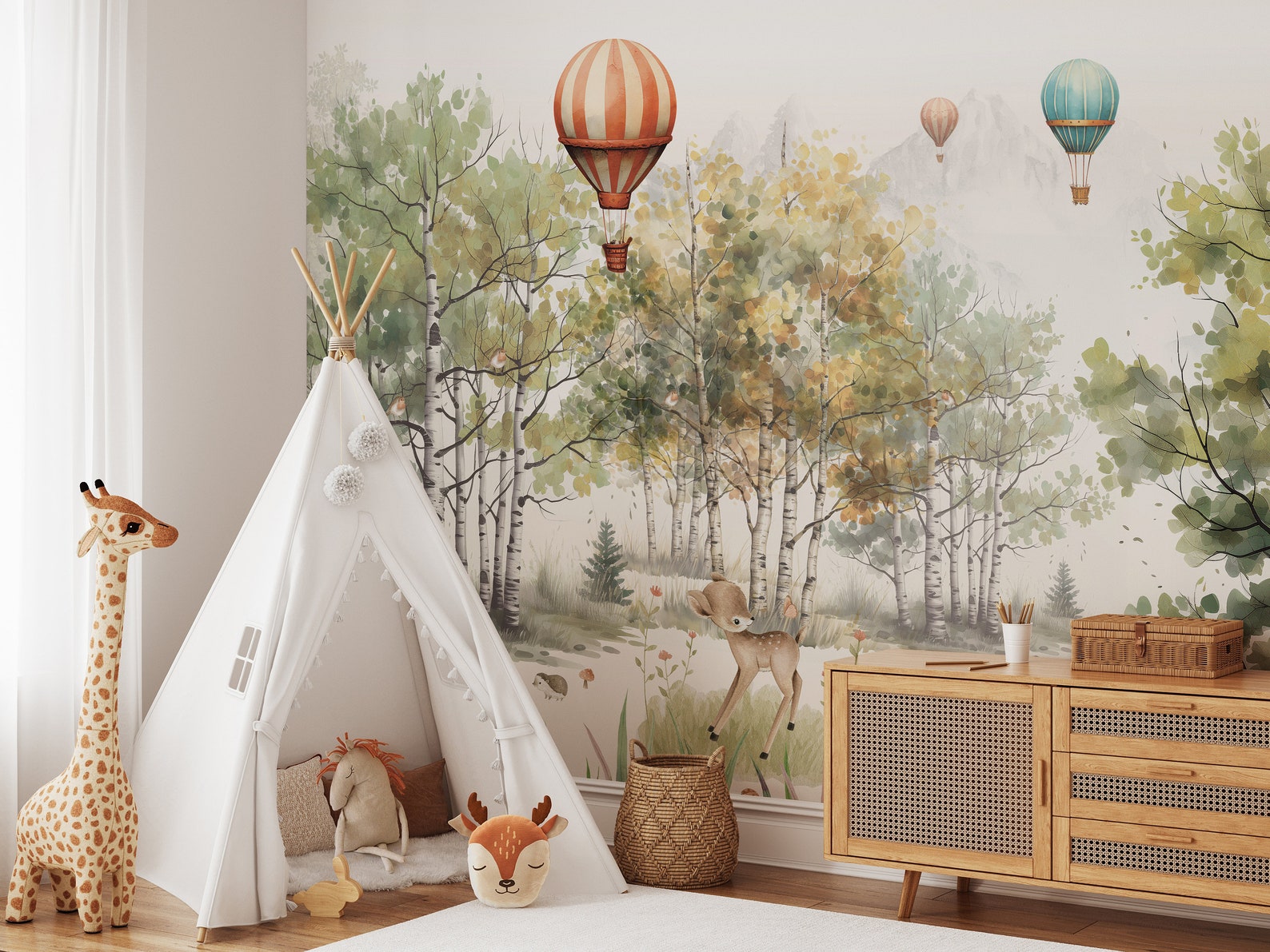 Kids Wallpaper Trees Peel and Stick Wall Mural Self Adhesive Nursery ...