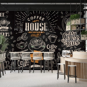Dark Color Coffee Wallpaper, Customizable Coffee Wallpaper, Cafe Shop ...