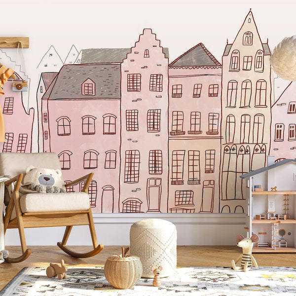 Kids Cute City Wallpaper - Etsy