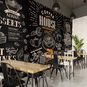 Dark Color Coffee Wallpaper, Customizable Coffee Wallpaper, Cafe Shop ...
