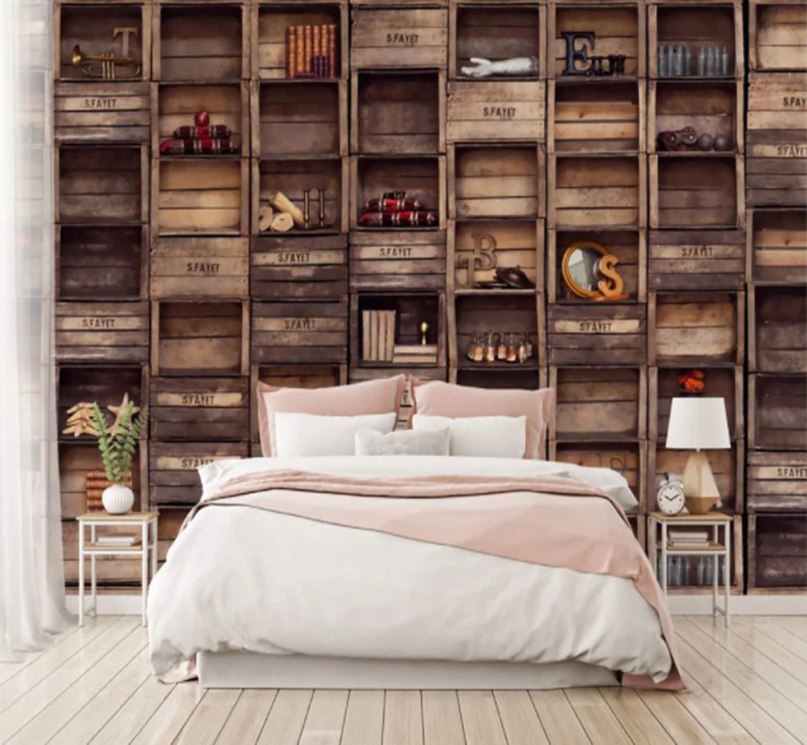 3D Look Abstract Bookshelf Wallpaper Peel and Stick Self - Etsy