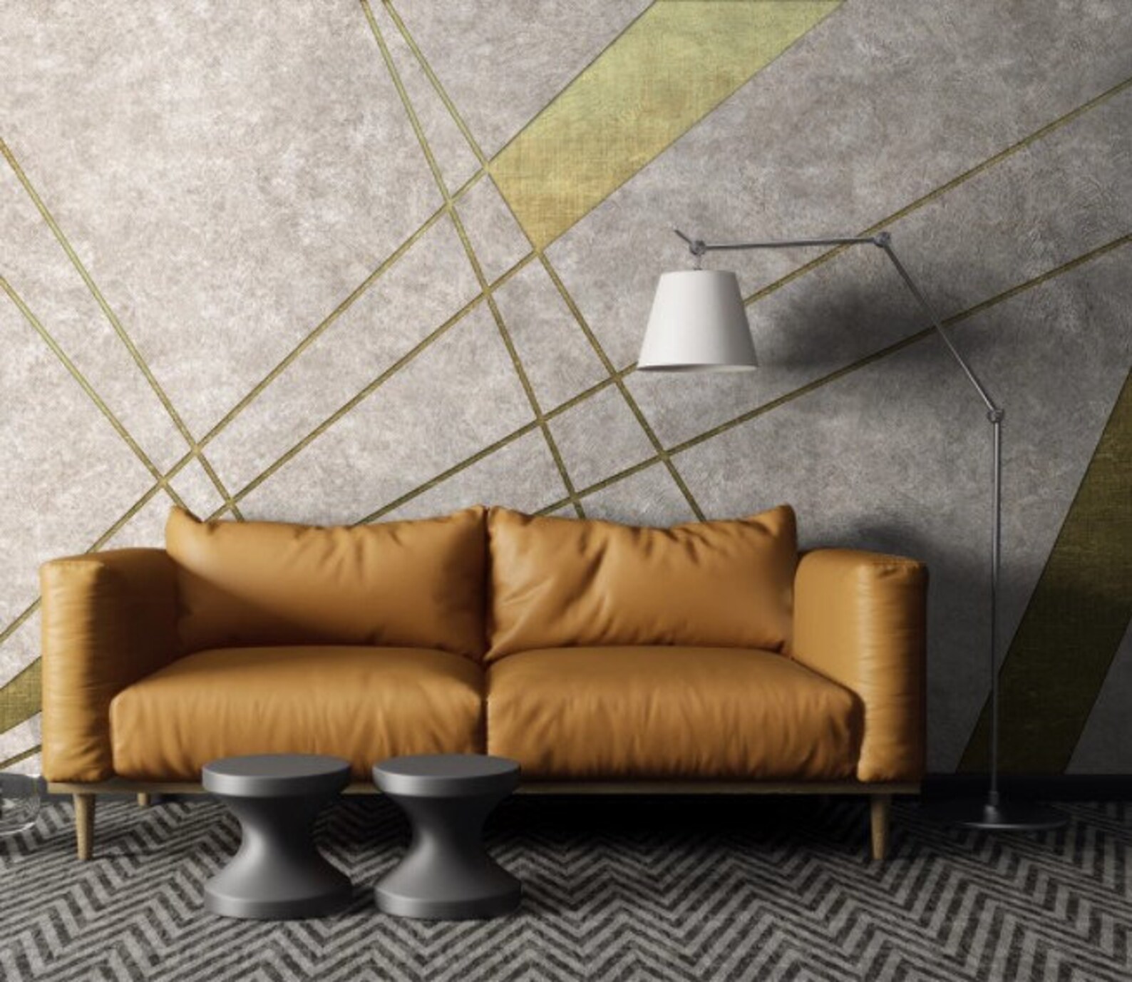 Gold Geometric Shapes Wall Mural Abstract Black Color | Etsy