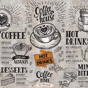 Cafe Shop Wallpaper, Customizable Coffee Wallpaper, Peel & Stick ...