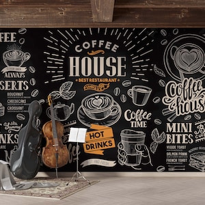 Dark Color Coffee Wallpaper, Customizable Coffee Wallpaper, Cafe Shop ...