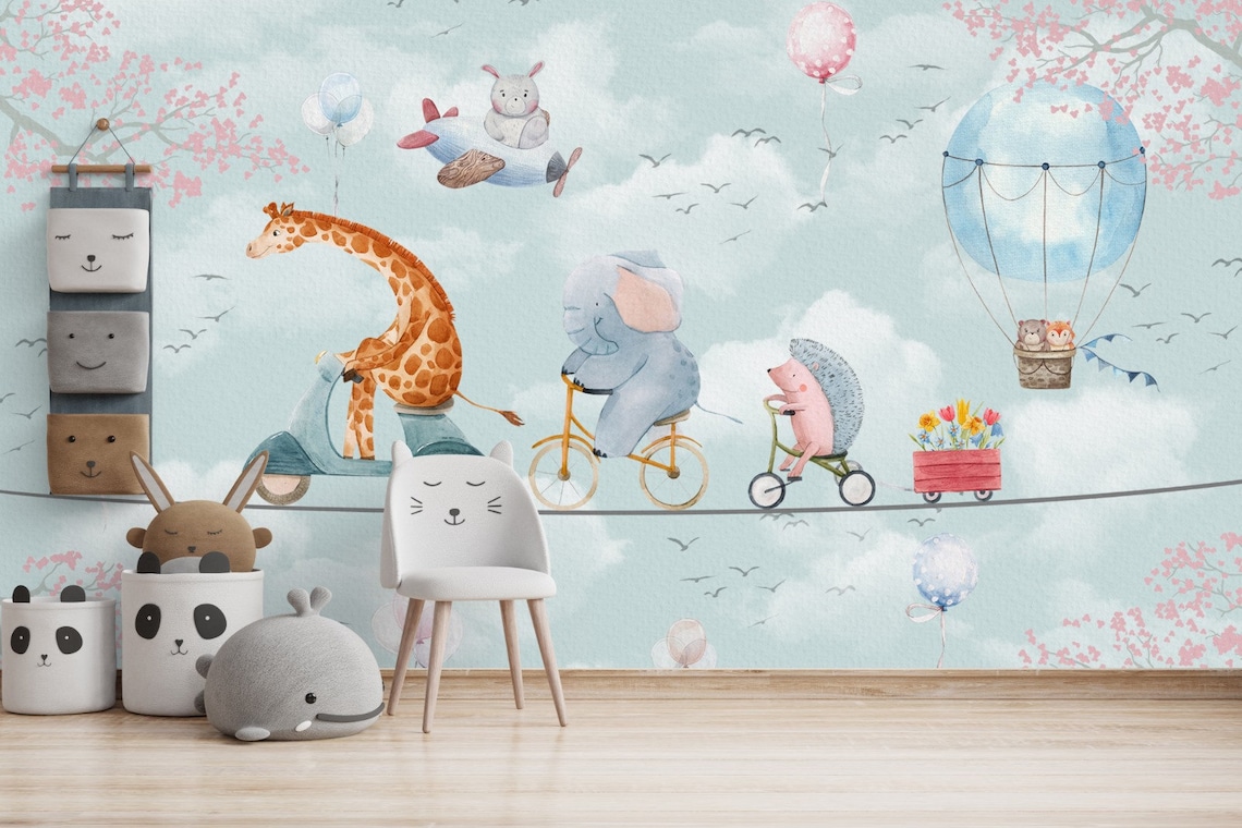 Kids Wallpaper Children Room Wall Mural Peel and Stick Wall | Etsy