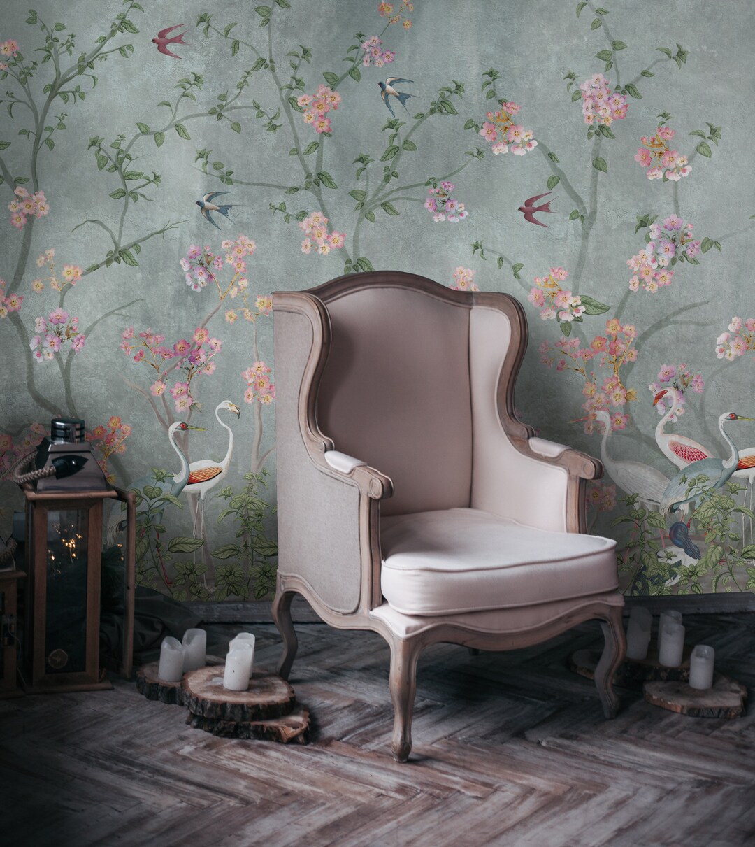 Chinoiserie Removable Wallpaper, Peel and Stick Tropical Wallpaper ...