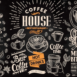 Dark Color Coffee Wallpaper, Customizable Coffee Wallpaper, Cafe Shop ...