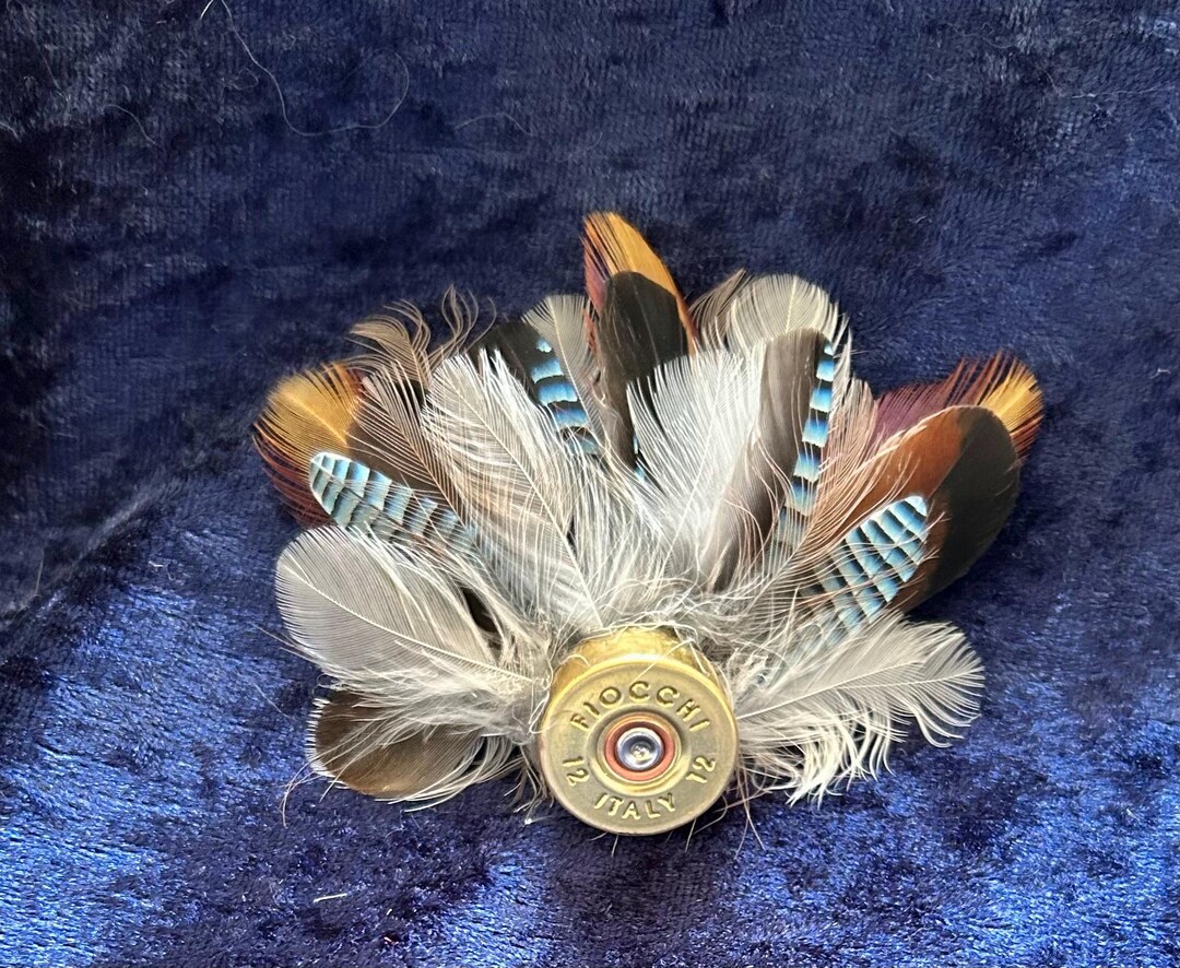 Real Jay, Duck and Pheasant Feather Brooch With Cartridge Top - Etsy