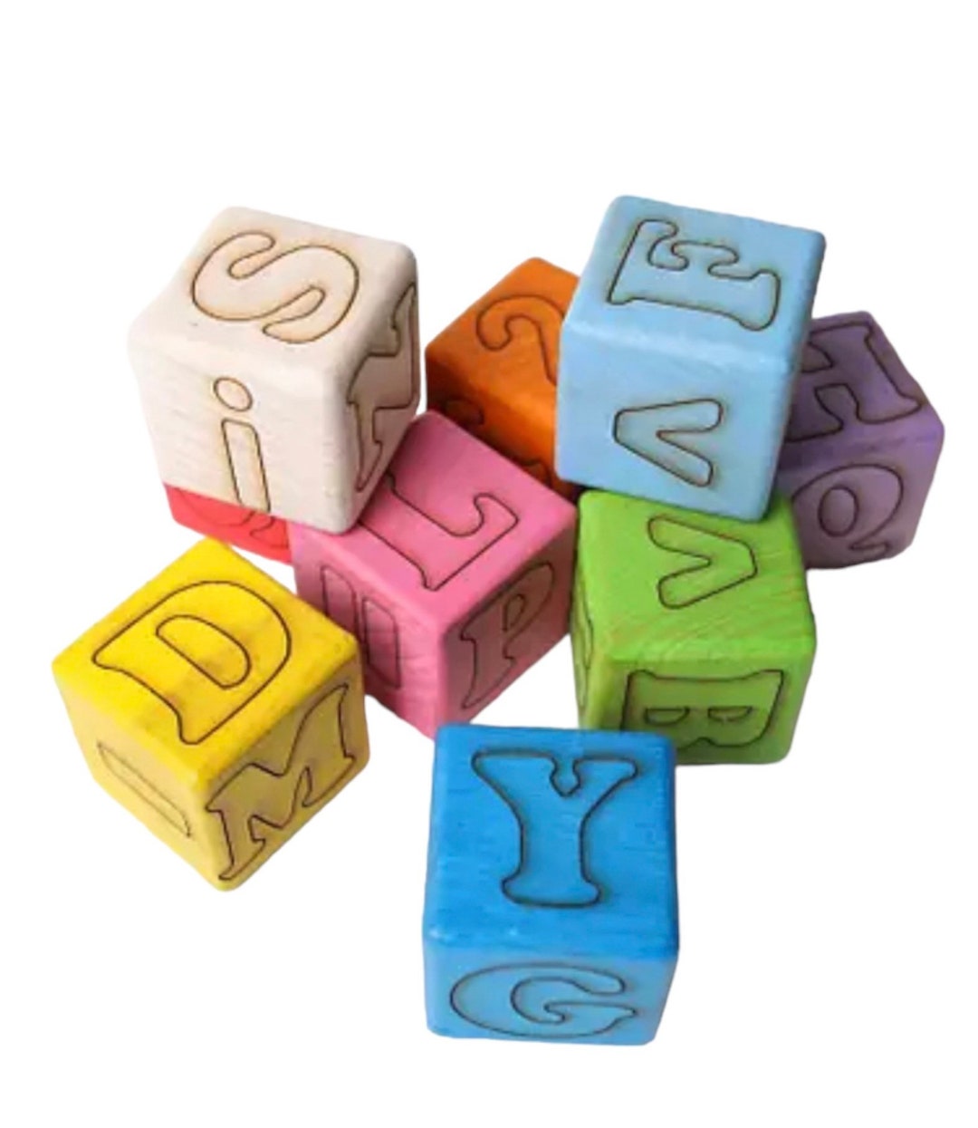 Conjunto Educativo De Cubos, Letras, Números, Madera - Etsy