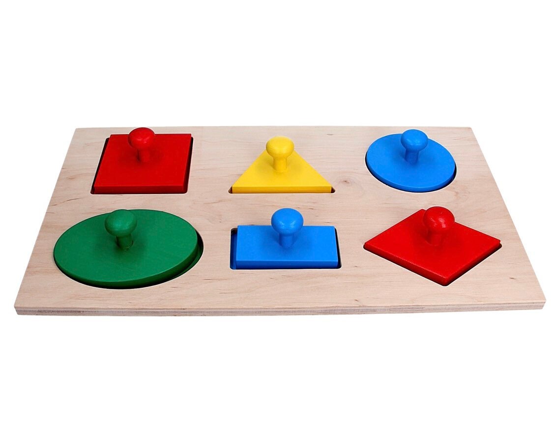 Montessori Wooden Game With Geometric Shapes, Children's Puzzle - Etsy