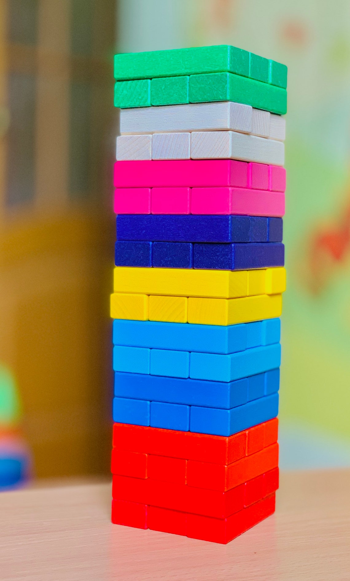 Big Color Jenga Game Educational Wooden Toy Tower Game Gift | Etsy